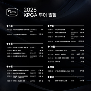 KPGT, 2025 시즌 투어 일정 발표...20개 대회, 총상금 259억 원 규모